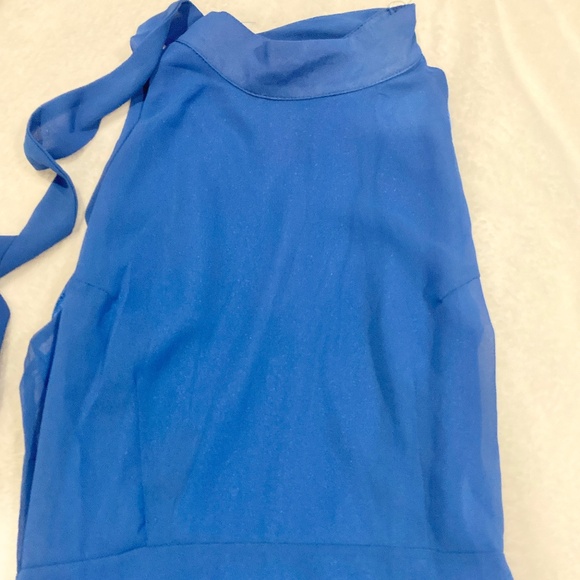 Dresses | Royal Blue Halter Neck Dress Sheer Flowing Royal Blue Halter ...